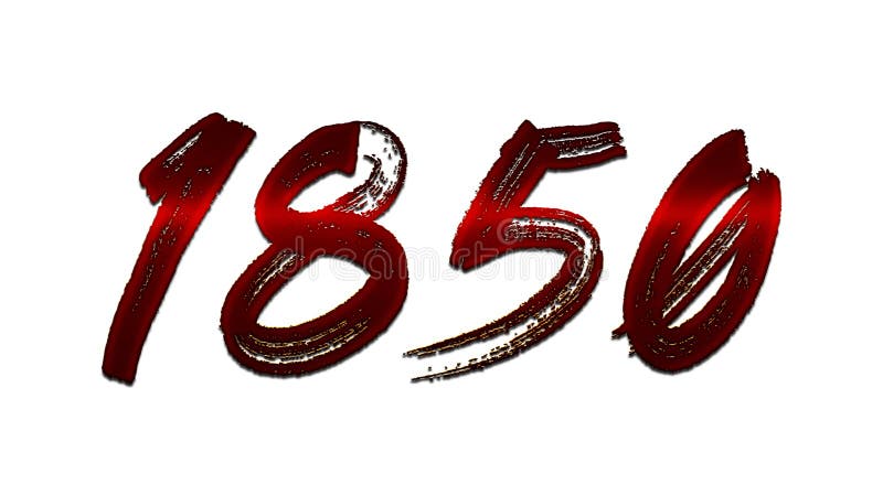 3D Blood Red Number Design of 1850 on White Background Stock ...