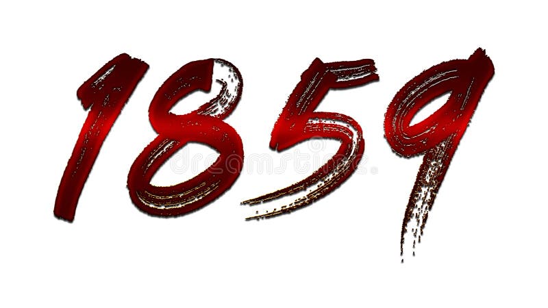 3D Blood Red Number Design of 1859 on White Background Stock ...