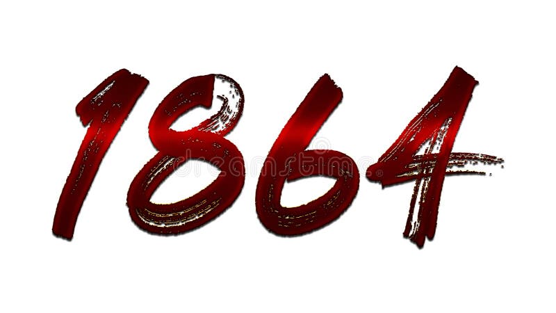 3D Blood Red Number Design of 1864 on White Background Stock ...