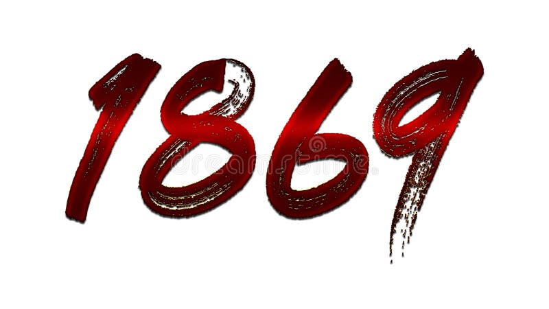 3D Blood Red Number Design of 1869on White Background Stock ...