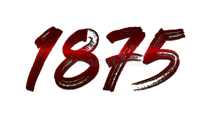 3D Blood Red Number Design of 1875 on White Background Stock ...