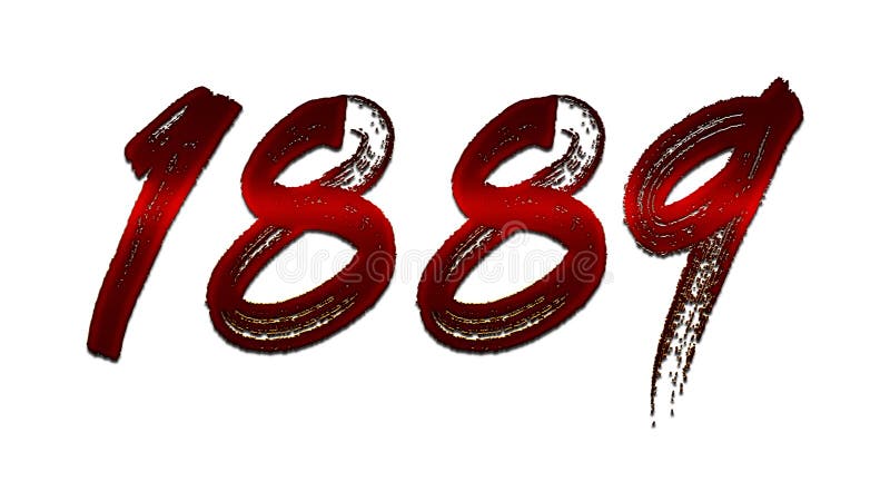 3D Blood Red Number Design of 1889 on White Background Stock ...