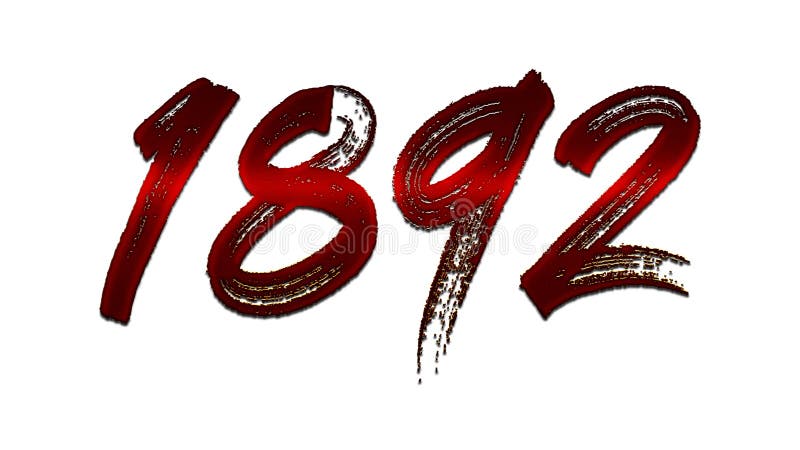 3D Blood Red Number Design of 1892 on White Background Stock ...