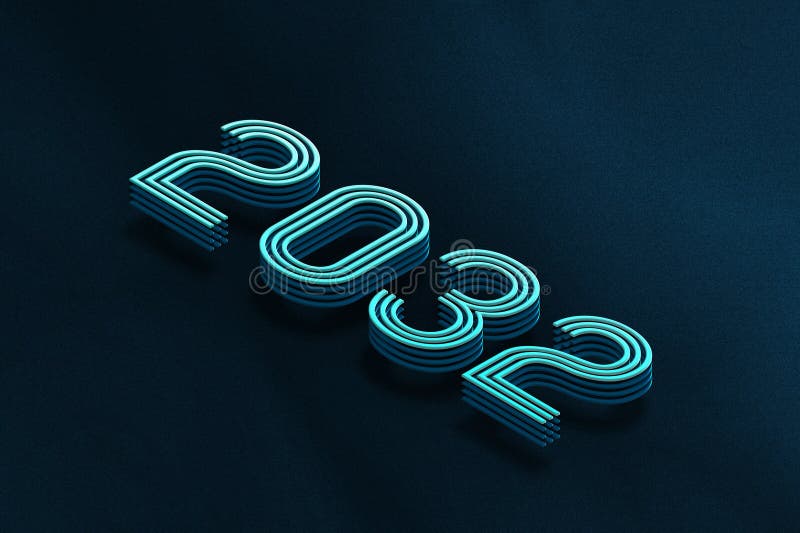 Blue Isometric Layer 3d Text Effect of Number 2032 on Blue Background ...
