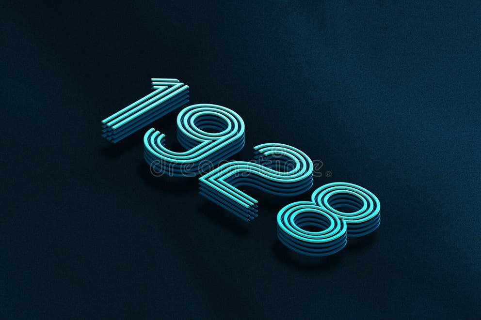Blue Isometric Layer 3d Text Effect of Number 1928 on Blue Background ...