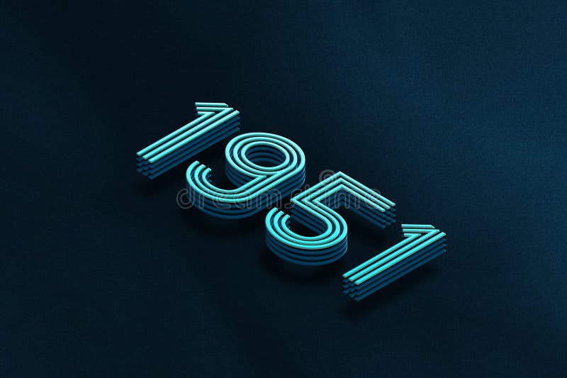 Blue Isometric Layer 3d Text Effect of Number 1951 on Blue Background ...