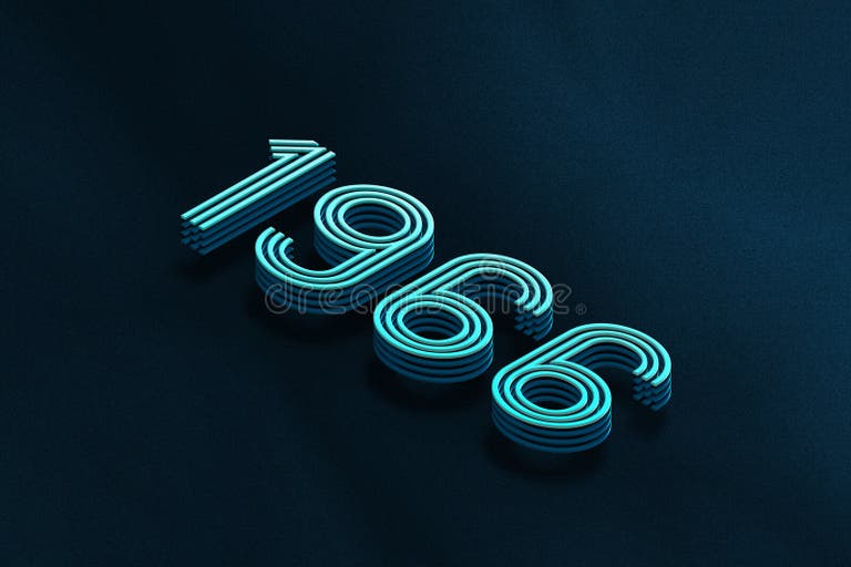 Blue Isometric Layer 3d Text Effect of Number 1966 on Blue Background ...