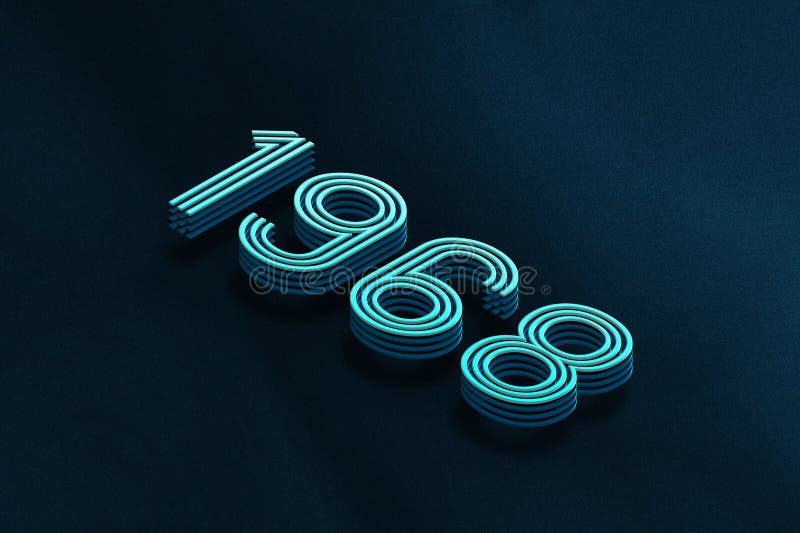Blue Isometric Layer 3d Text Effect of Number 1968 on Blue Background ...