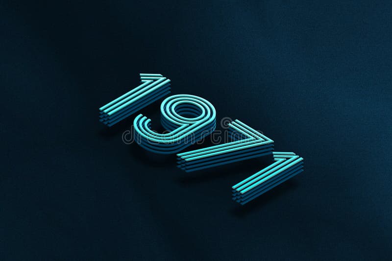 Blue Isometric Layer 3d Text Effect of Number 1971 on Blue Background ...