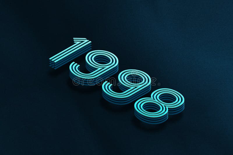 Blue Isometric Layer 3d Text Effect of Number 1998 on Blue Background ...