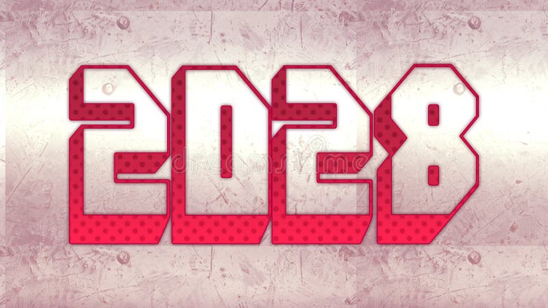 Cute 3d Bold Outline Pink Number Design of 2028 on White Background ...