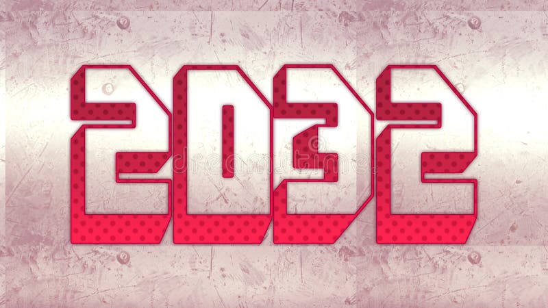 Cute 3d Bold Outline Pink Number Design of 2032 on White Background ...