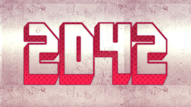 Cute 3d Bold Outline Pink Number Design of 2042 on White Background ...