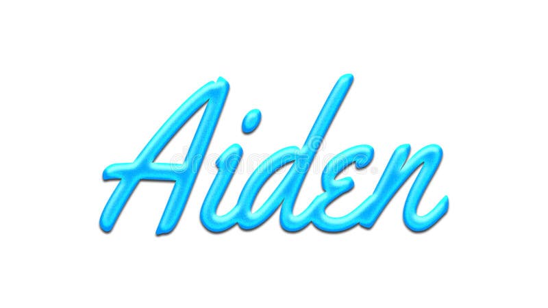 Glowing Blue Effect of Name Aiden on White Background. Stock ...