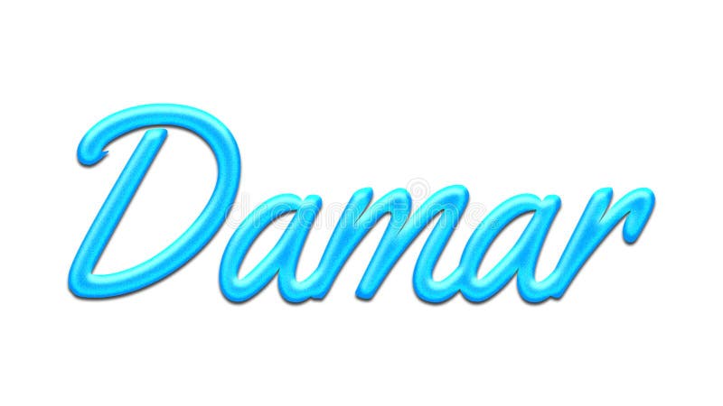 Glowing Blue Effect of Name Damar on White Background. Stock ...