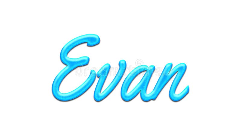 Glowing Blue Effect of Name Evan on White Background. Stock ...