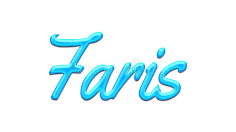 Glowing Blue Effect of Name Faris on White Background. Stock ...