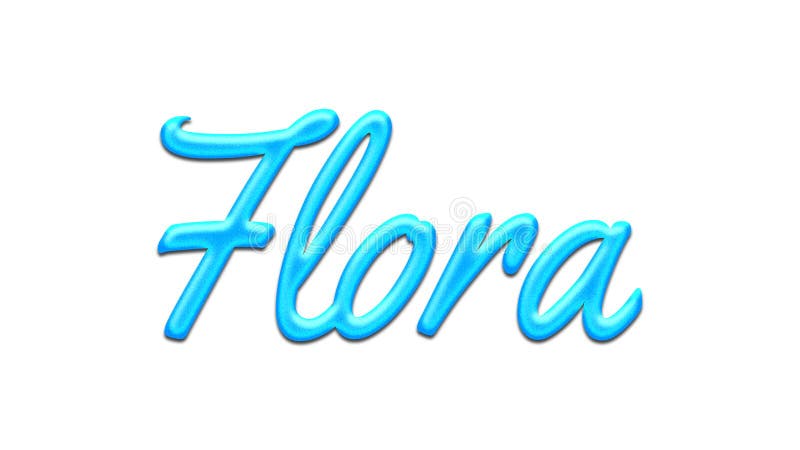 Glowing Blue Effect of Name Flora on White Background. Stock ...