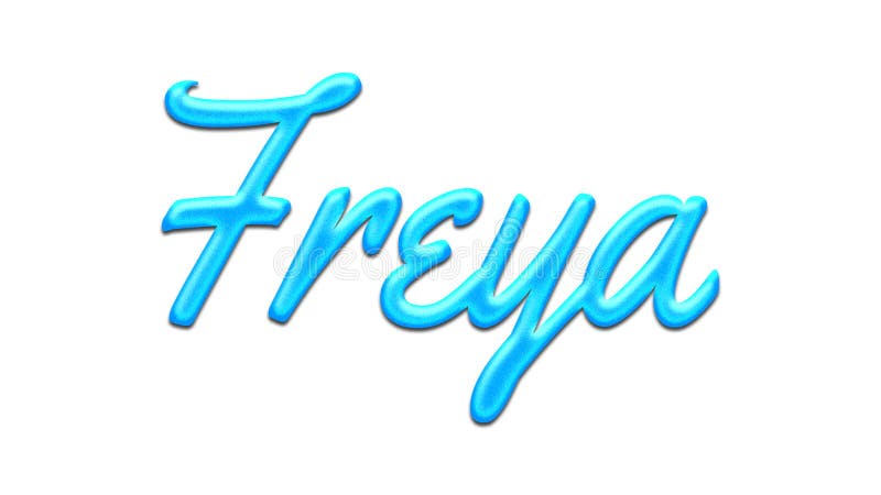 Glowing Blue Effect of Name Freya on White Background. Stock ...