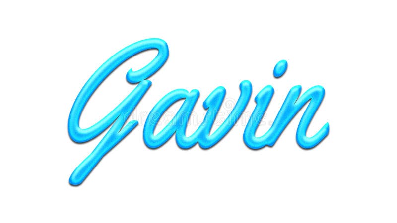 Glowing Blue Effect of Name Gavin on White Background. Stock ...