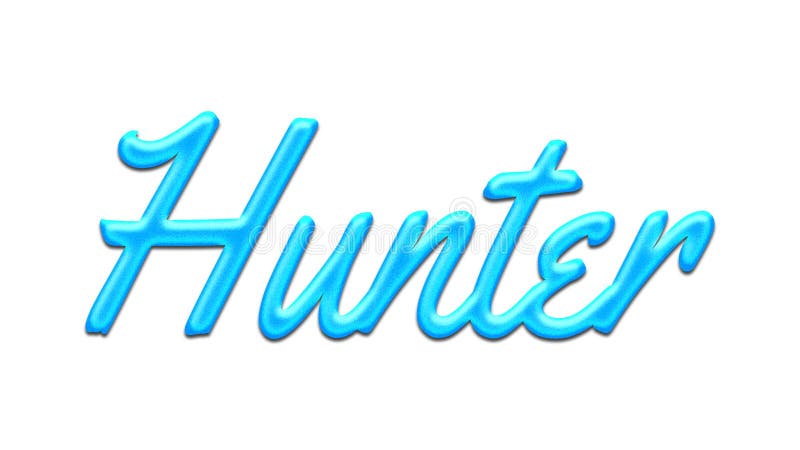Glowing Blue Effect of Name Hunter on White Background. Stock Photo ...