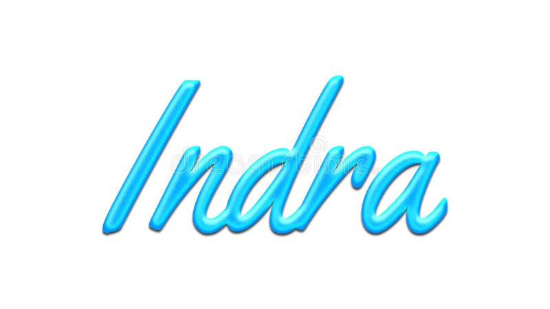 Glowing Blue Effect of Name Indra on White Background. Stock ...