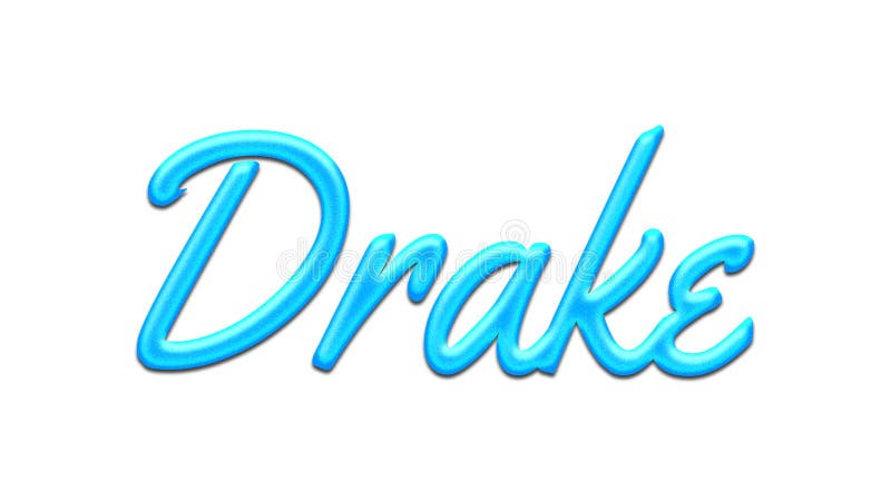 Glowing Blue Effect of Name Drake on White Background. Stock ...