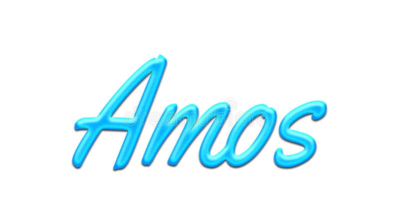Glowing Blue Effect of Name Amos on White Background. Stock ...