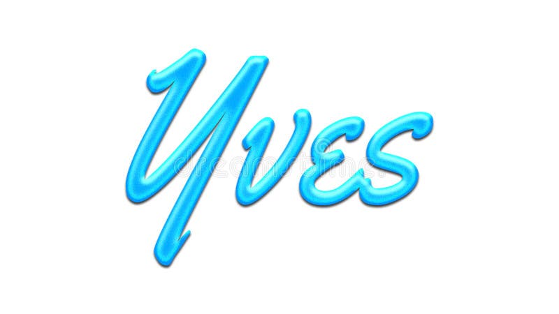 Glowing Blue Effect of Name Yves on White Background. Stock ...