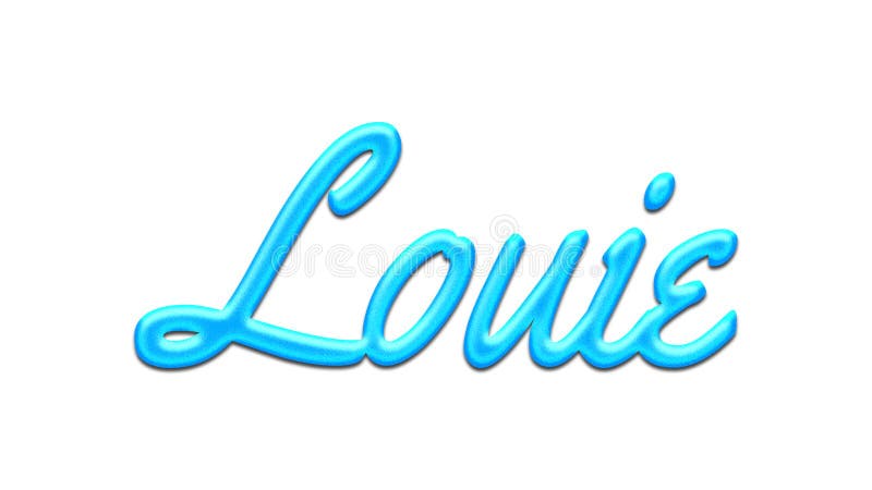 Glowing Blue Effect of Name Louie on White Background. Stock ...