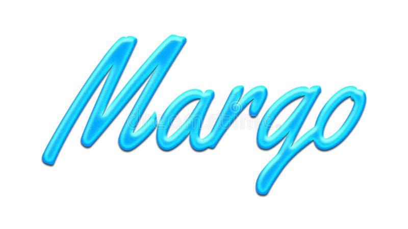 Glowing Blue Effect of Name Margo on White Background. Stock ...