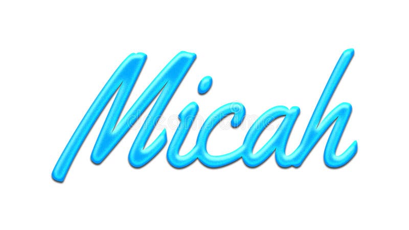 Glowing Blue Effect of Name Micah on White Background. Stock ...