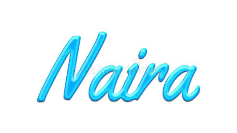 Glowing Blue Effect of Name Naira on White Background. Stock ...