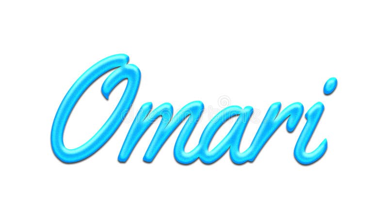Glowing Blue Effect of Name Omari on White Background. Stock ...