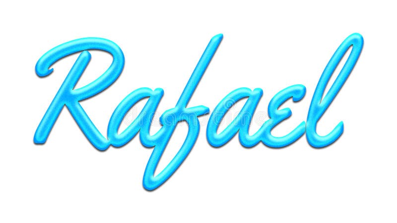 Glowing Blue Effect of Name Rafael on White Background. Stock ...