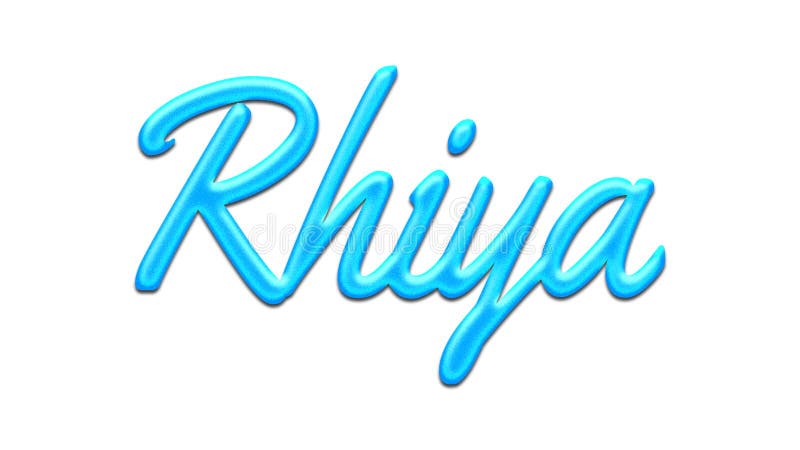 Glowing Blue Effect of Name Rhiya on White Background. Stock ...
