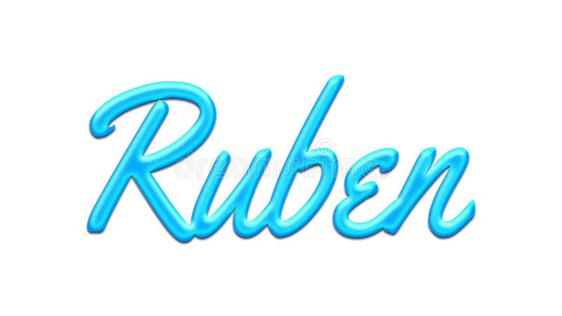 Glowing Blue Effect of Name Ruben on White Background. Stock ...