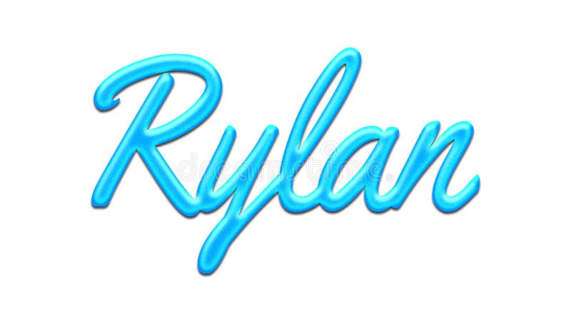 Glowing Blue Effect of Name Rylan on White Background. Stock ...