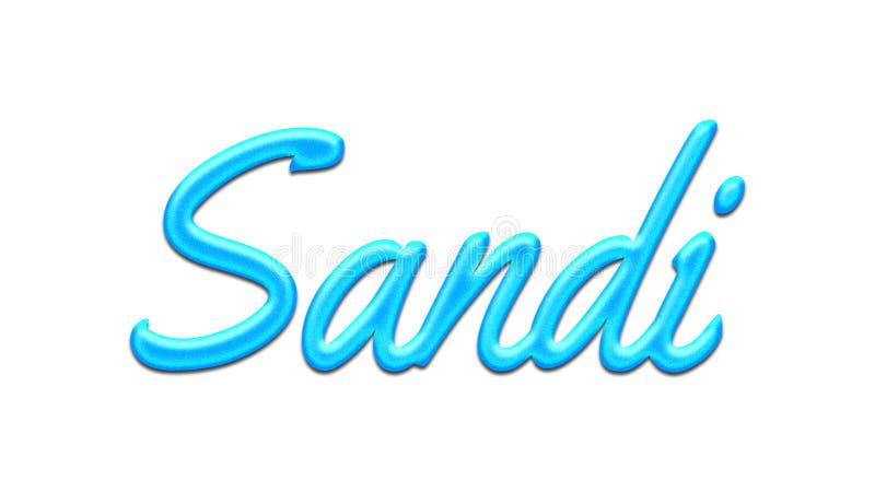 Glowing Blue Effect of Name Sandi on White Background. Stock ...