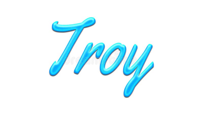 Glowing Blue Effect of Name Troy on White Background. Stock ...