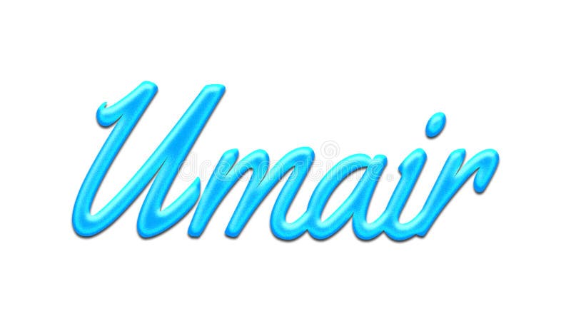 Glowing Blue Effect of Name Umair on White Background. Stock ...