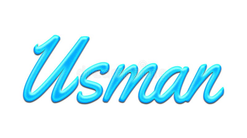 Glowing Blue Effect of Name Usman on White Background. Stock ...