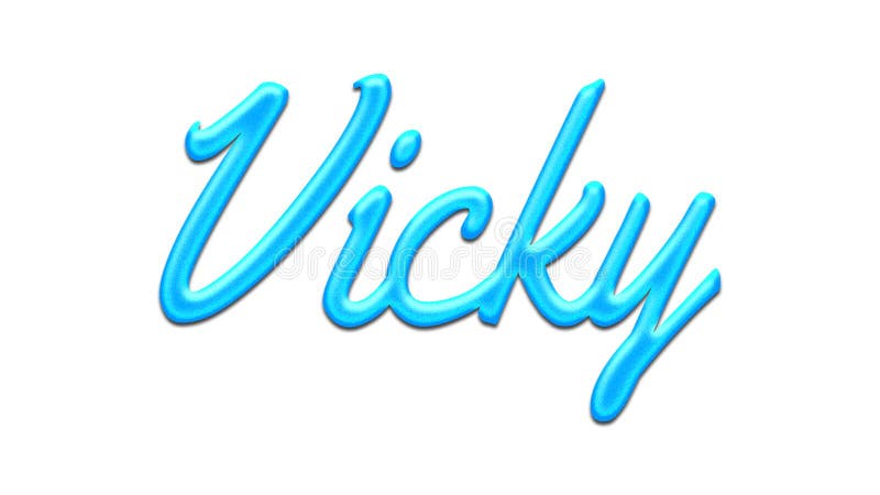 Glowing Blue Effect of Name Vicky on White Background. Stock ...