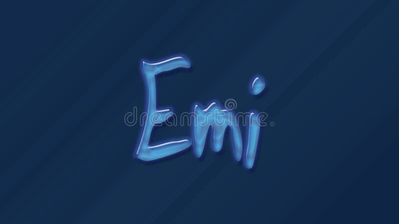 Water Bubble 3D Text Effect of Name Emi 0n Blue Background. Stock ...