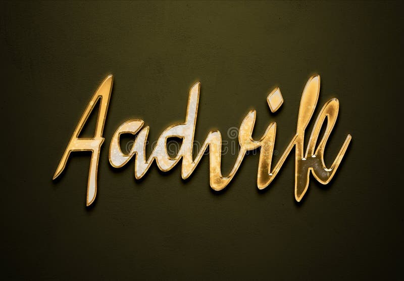 Old Gold Text Effect of Name Aadvik with 3D Glossy Style Mockup. Stock ...