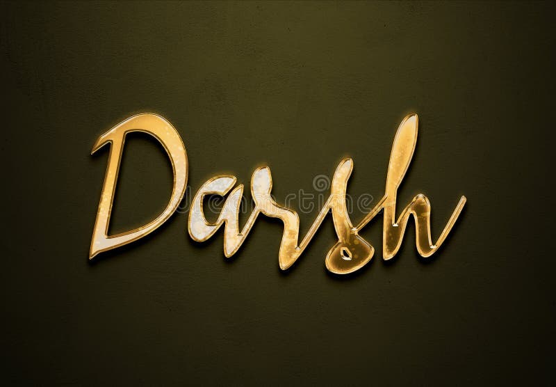 Old Gold Text Effect of Name Darsh with 3D Glossy Style Mockup. Stock ...