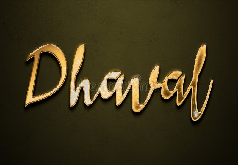 Old Gold Text Effect of Name Dhaval with 3D Glossy Style Mockup. Stock Illustration ...