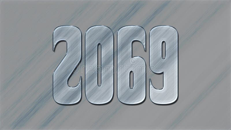 3D Glass Effect Number Design of 2069, Glassy Background. Stock ...