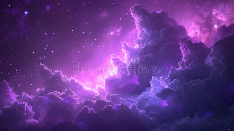 Describing an Abstract Purple Night Sky and Clouds Background. Stock ...