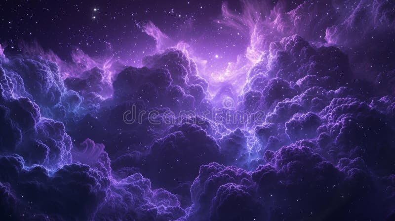 Describing an Abstract Purple Night Sky and Clouds Background. Stock ...